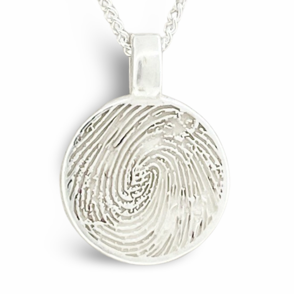 Round Mini Fingerprint Necklace in Sterling Silver - UNEIK JEWELLERY