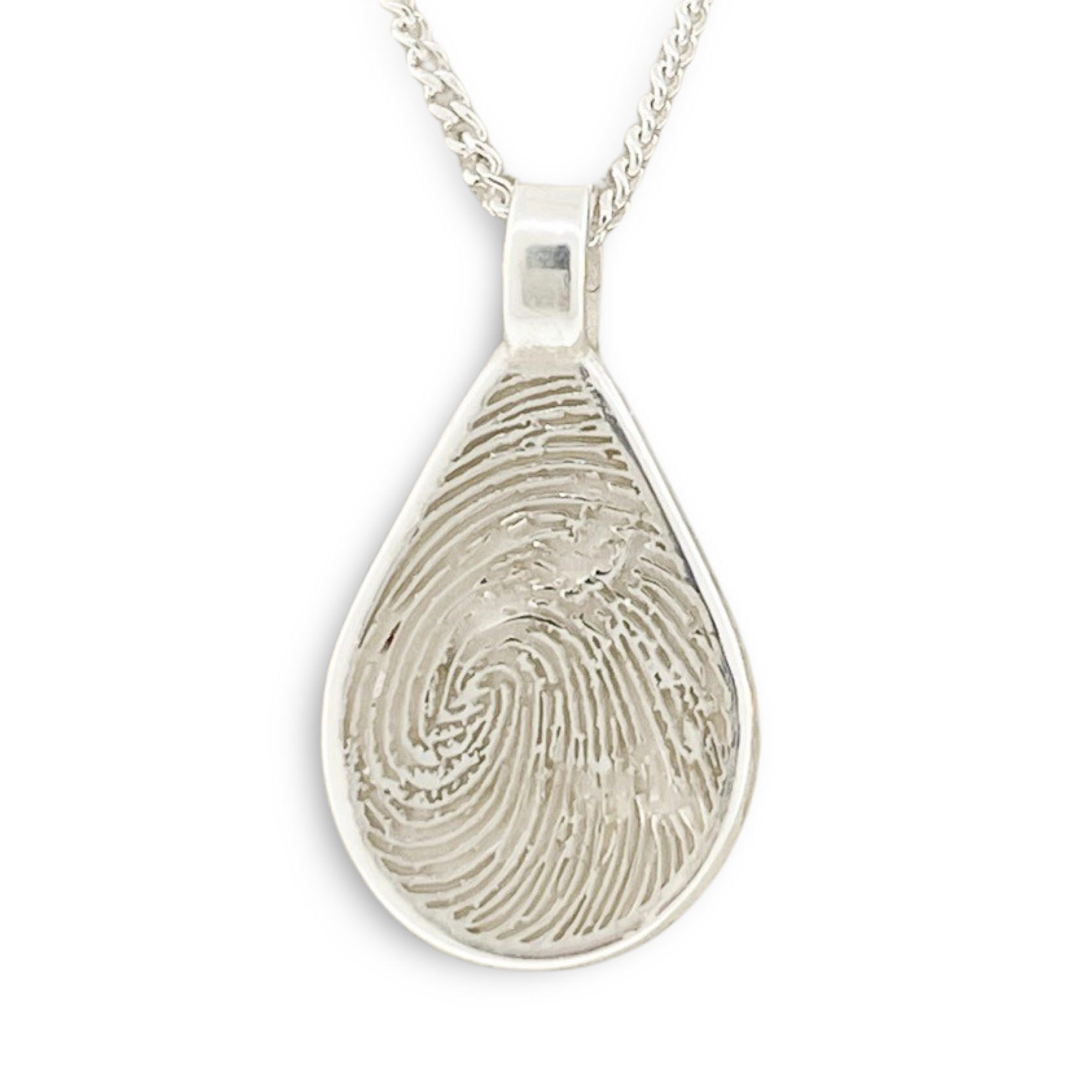 Tear fingerprint pendant ... Single print || Sterling Silver ...