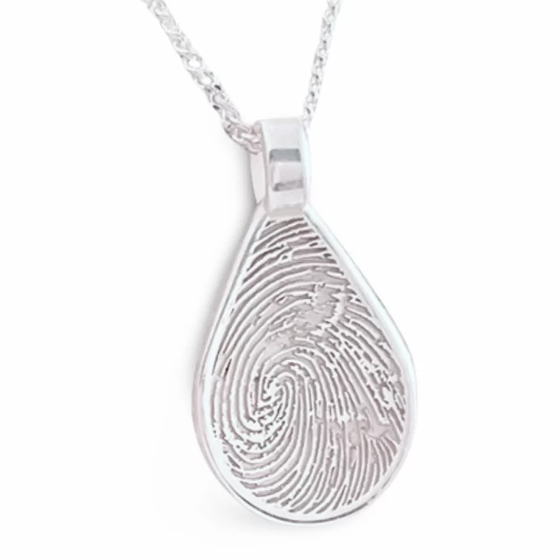 Fingerprint Jewellery Tear pendant ... Single print || Sterling Silver ...